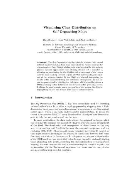 Pdf Visualising Class Distribution On Self Organising Maps