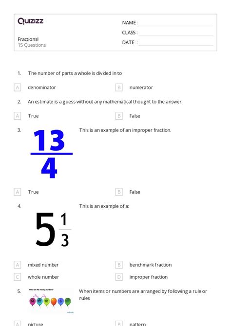 50 Fractions Worksheets For 4th Class On Quizizz Free And Printable