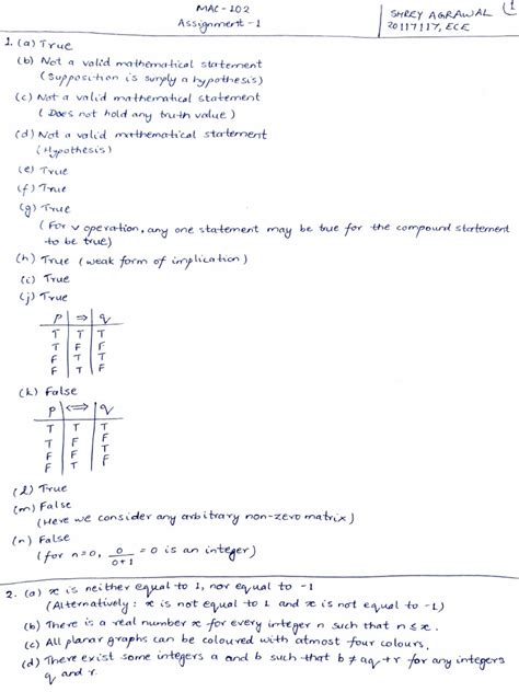 Assignment 1 Solutions Pdf Abstract Algebra Elementary Mathematics
