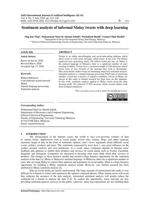 pdf sentiment analysis of informal malay tweets with deep learning