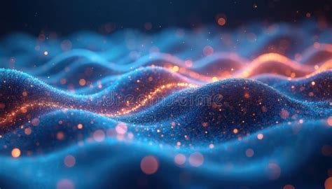 Abstract Data Visualization With Blue Sparkling Waves Graphic