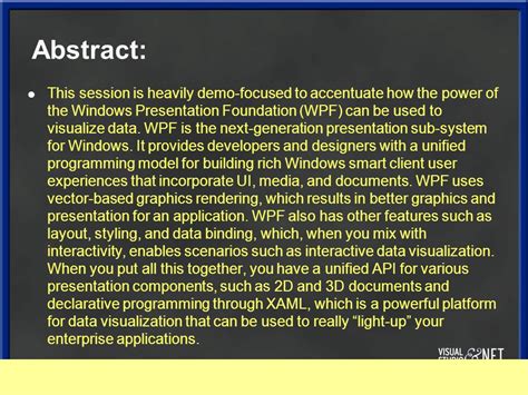 Building Data Visualization Applications With The Windows Presentation