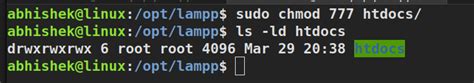 insufficient permissions to save file in opt lampp htdocs in ubuntu