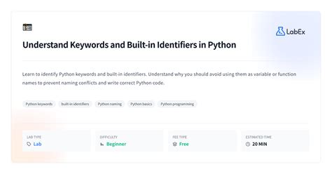 Understand Keywords And Built In Identifiers In Python Labex