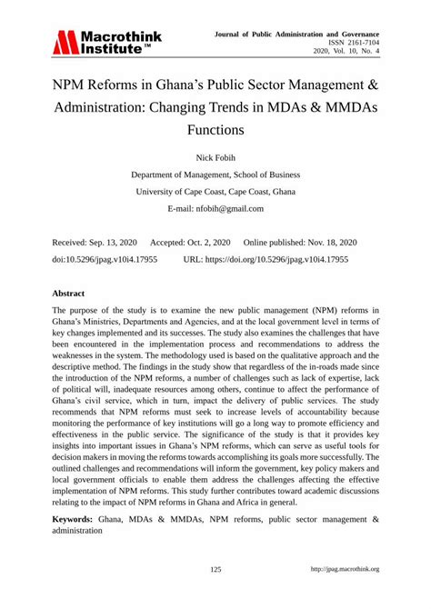 Pdf Npm Reforms In Ghana‟s Public Sector Management Dokumen Tips