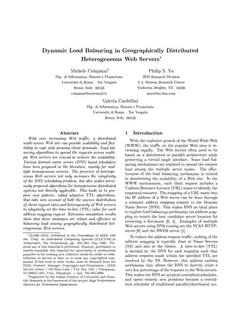 Pdf Dynamic Load Balancing In Geographically Distributed
