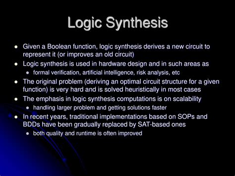 Sat Based Logic Synthesis Yes Logic Synthesis Is Everywhere Ppt Download