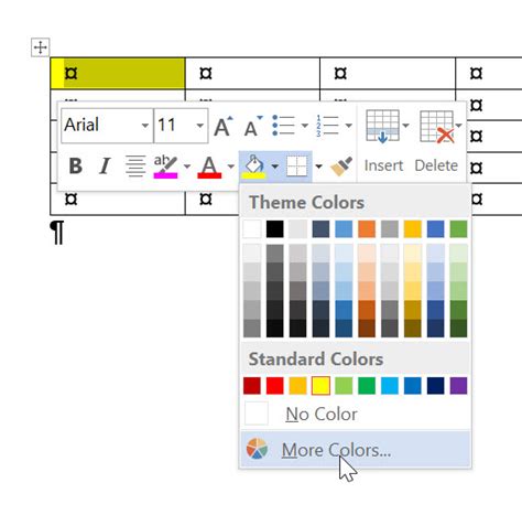 Word Change Table Cell Fill Color Microsoft Community