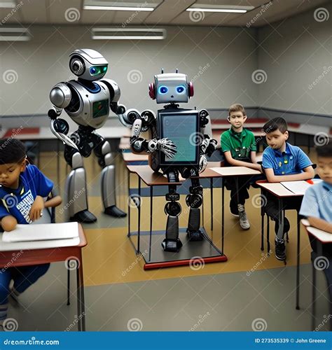 Robots In The Classroom Learning Concept Generated By Ai Stock Illustration Illustration Of
