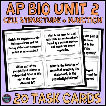 AP Bio Unit 2 Task Cards Cell Structure And Function Review TPT