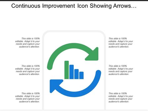 Continuous Improvement Icon Showing Arrows With Bar Graph Templates Powerpoint Slides Ppt