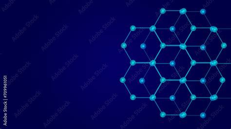 Abstract Futuristic Hexagons On A Dark Blue Background For Network Connection Computer And