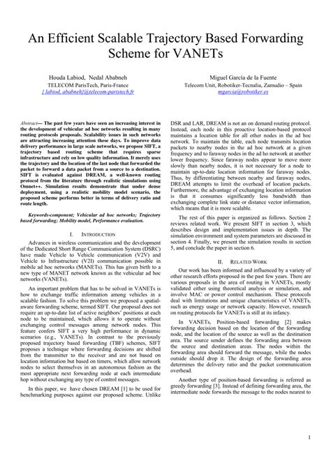 Pdf An Efficient Scalable Trajectory Based Forwarding Scheme For Vanets