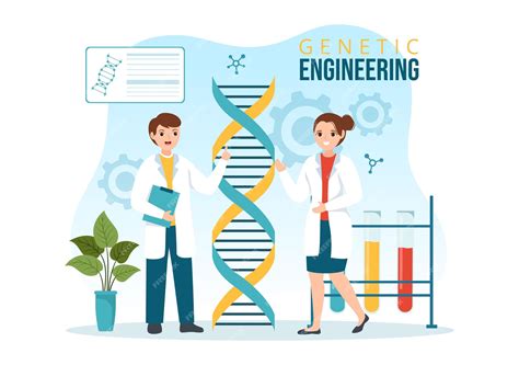 Premium Vector Genetic Engineering And Dna Modification Illustration With Genetics Research Or