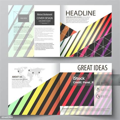 평방 Bi 사업 서식 안내 책자 전단지 책자를 접어 커버 전단지 레이아웃 벡터 밝은 색 사각형 직사각형 도형 형성 추상 배경으로 화려한 디자인 2단 브로슈어에 대한 스톡