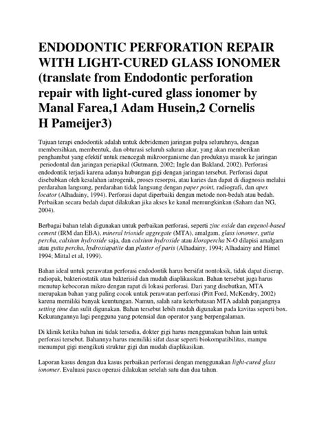 Gic Light Cured Untuk Perforasi Pdf