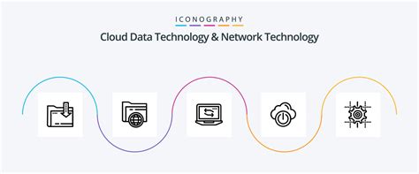 Cloud Data Technology And Network Technology Line Icon Pack Including Gear Off Computer