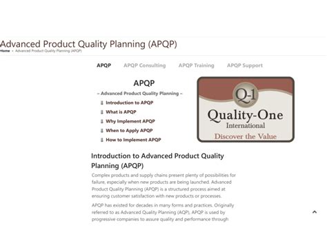 APQP Advanced Product Quality Planning Guide