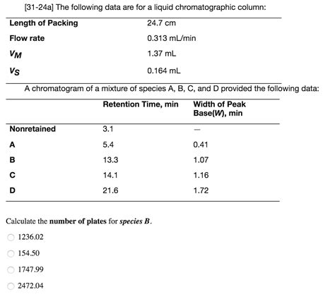 Solved Calculate The Retention Factor For Species B From The