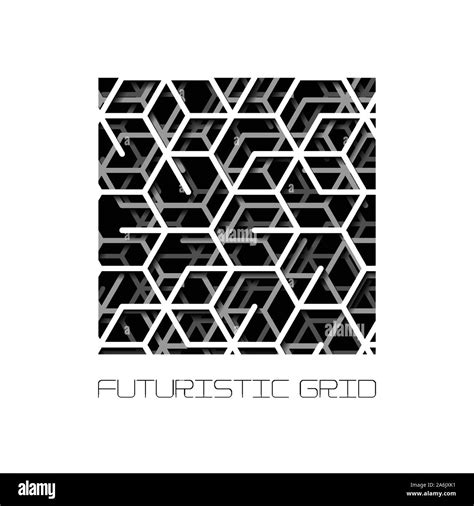 Abstract Square Shape With Layered Lines Triangular Grid And Shadow