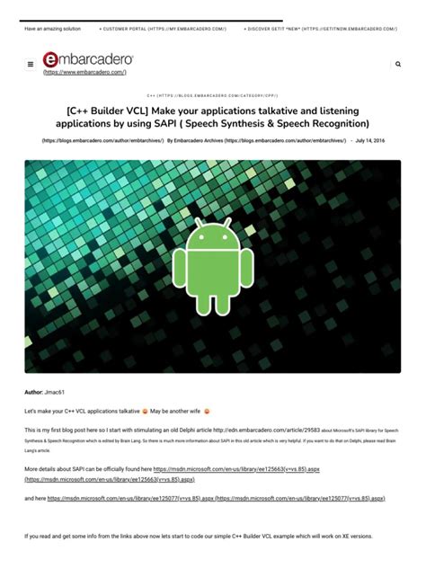 C Builder Vcl Make Your Applications Talkative And Listening