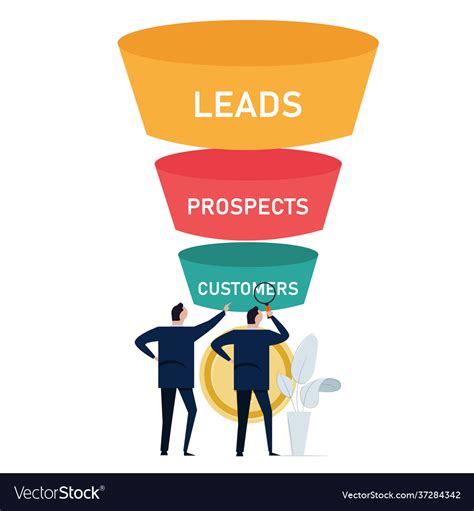 Optimize Sales Funnel Businessman Analyze Improve Vector Image