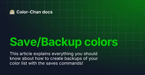 Save Backup Colors Color Chan Docs
