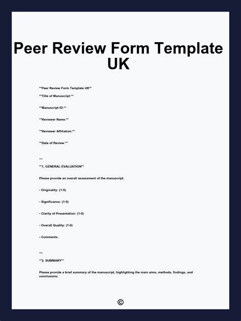 Peer Review Form Template Uk