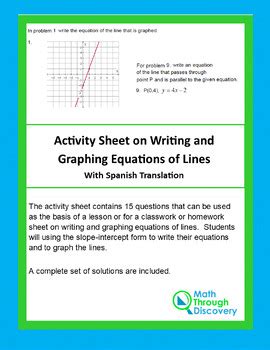 Activity Sheet On Writing And Graphing Equations Of Lines TpT