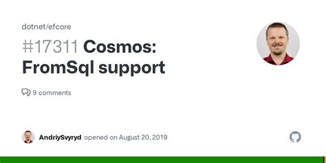 Cosmos Fromsql Support · Issue 17311 · Dotnetefcore · Github