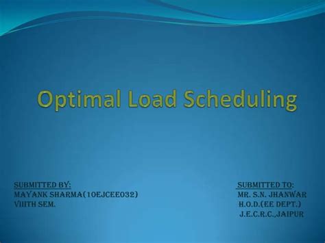 Optimal Load Scheduling Pptx