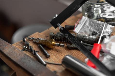 Top View Of Drills On The Table Different Types For Metal And For Different Hole Diameters