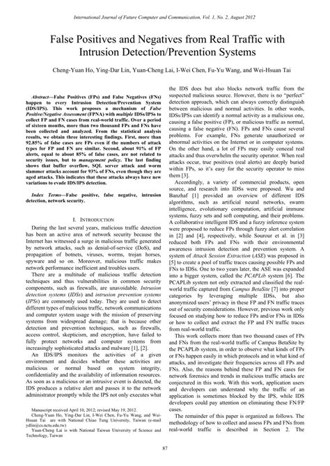 Pdf False Positives And False Negatives From Real Traffic With