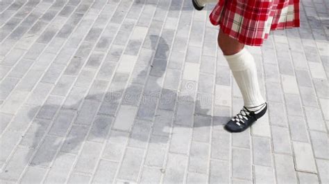 Legs Of Dancing Woman In Scottish Skirt And White Stock Footage Video Of Bright Pavement