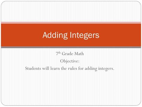 Ppt Adding Integers Powerpoint Presentation Free Download Id2639448