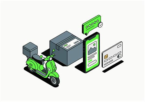 Delivery Scooter Package Smartphone And Credit Card Vector Free