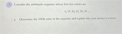 Solved Consider The Arithmetic Sequence Whose First Few