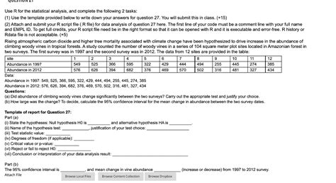 Solved Use R For The Statistical Analysis And Complete The