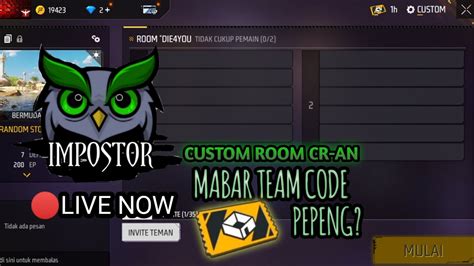 🔴live Ff Custom Room Cr An Mabar Team Code Youtube