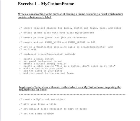 Solved Exercise 1 Mycustomframe Write A Class According To