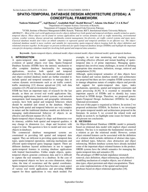 Pdf Spatio Temporal Database Design Architecture Stdda A Conceptual Framework