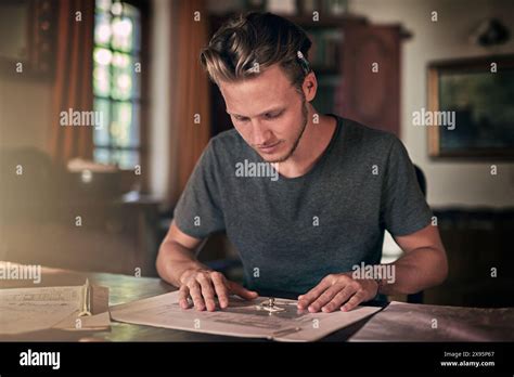 Architect Sketch And Planning Blueprint Of Project In Home Office With