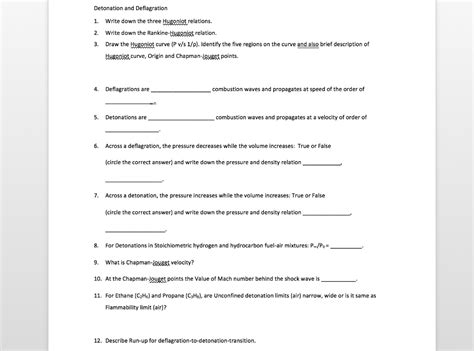 Detonation And Deflagration 1 Write Down The Three Hugoniot Relations 2 Write Down The