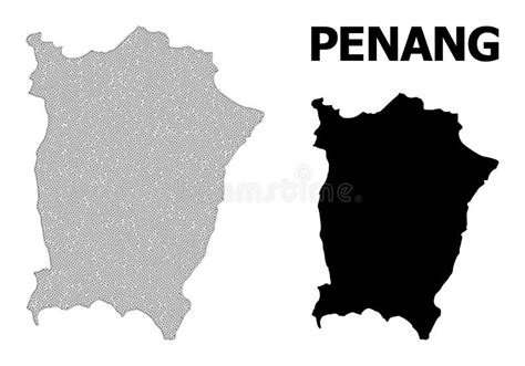 Polygonal Carcass Mesh High Detail Vector Map Of Penang Island Abstractions Stock Vector