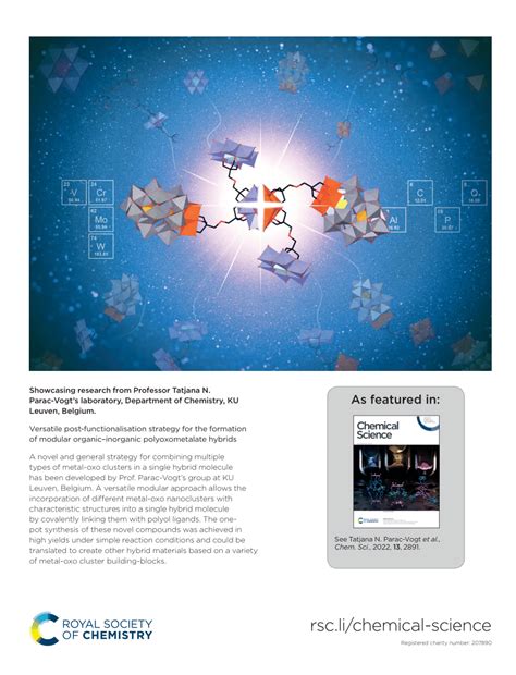Pdf Versatile Post Functionalisation Strategy For The Formation Of Modular Organic Inorganic