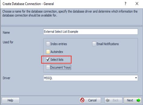On Premise How To Create An External Select List Using A Database Connection 7 · Docuware