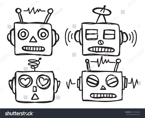 Cute Robot Face Stock Vector 127924634 Shutterstock