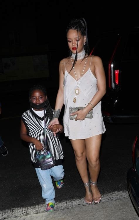 Rihanna In A Mini Dress For Dinner With Her Niece