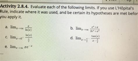 Solved Activity 284 Evaluate Each Of The Following