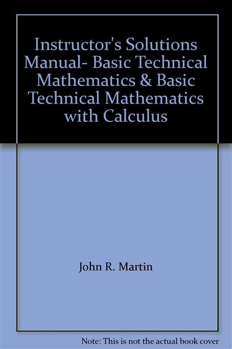 Instructors Solutions Manual Basic Technical Mathematics With Calculus